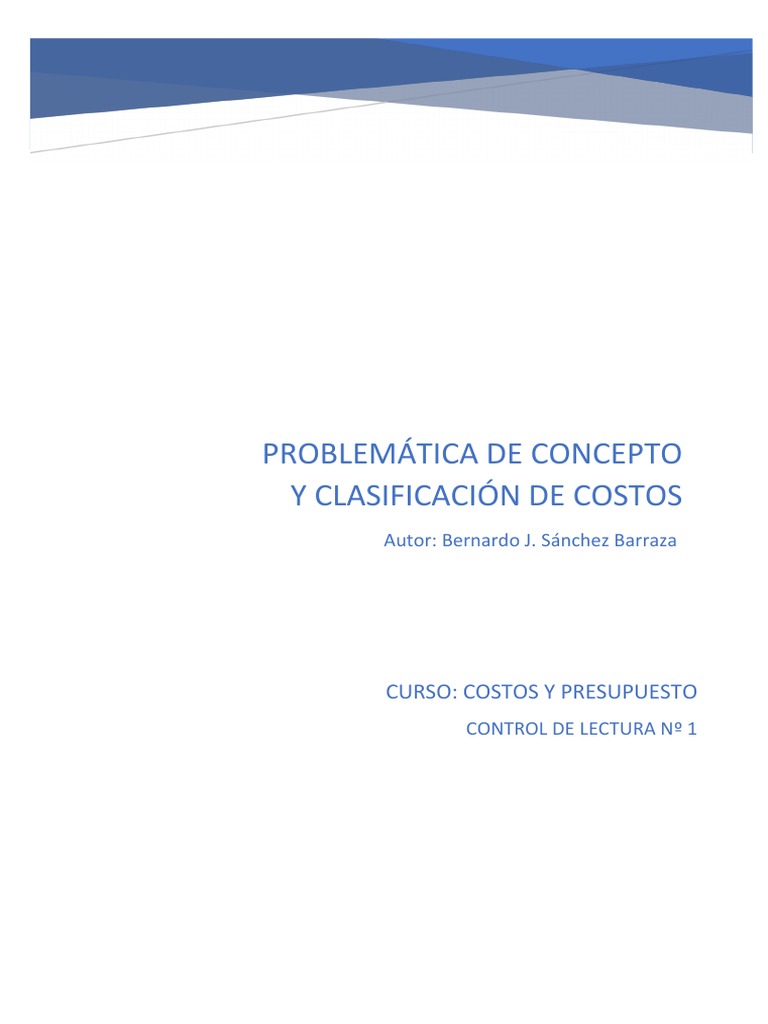 Lectura #1 Costos y Presupuestos | PDF