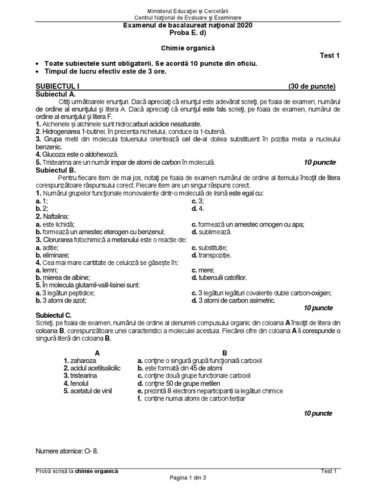 Teste Bac CO 2020-2022 | PDF