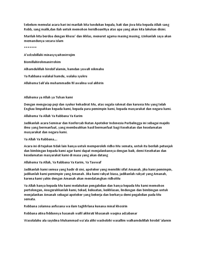 Doa Konfercab Iai | PDF | Pengembangan Diri | Gaya Hidup