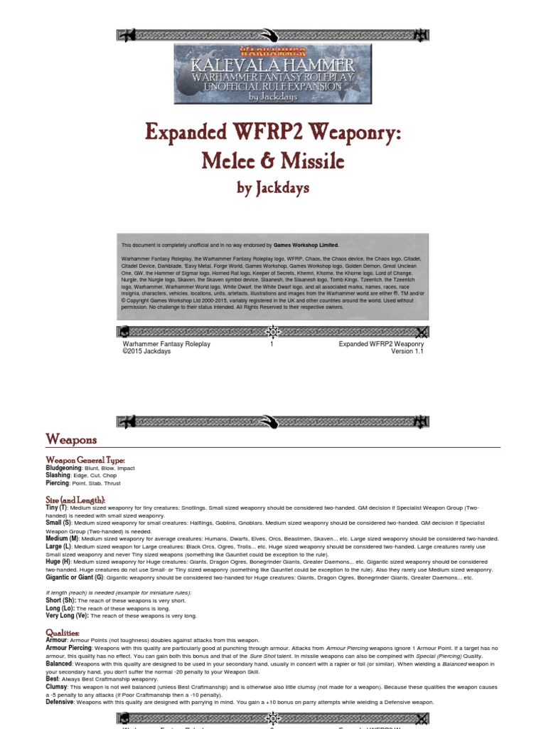 Expanded Melee and Missile Weaponry | PDF | Shield | Spear