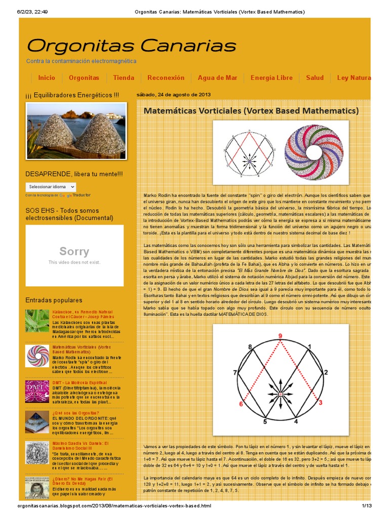 Orgonitas Canarias - Matemáticas Vorticiales (Vortex Based Mathematics ...