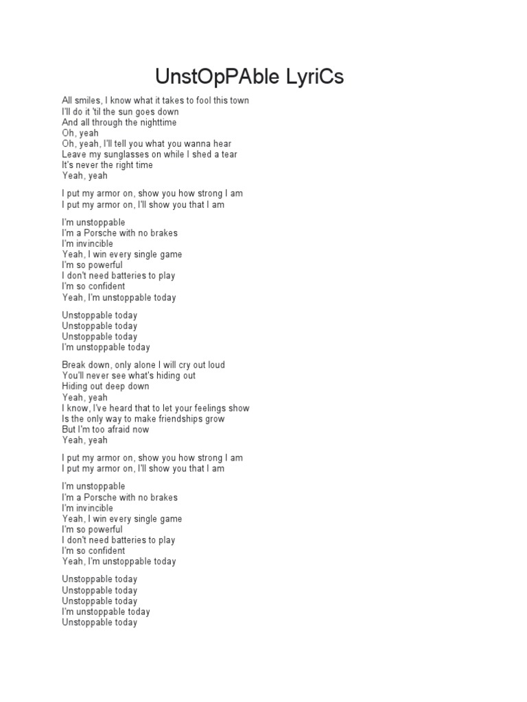 Unstoppable Lyrics Overview | PDF