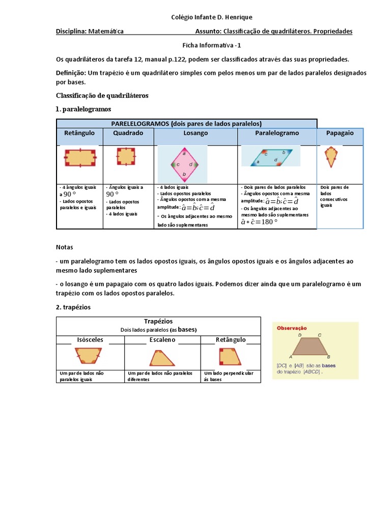 Ficha Informativa - 1 | PDF | Geometria do Plano Euclidiano | Geometria