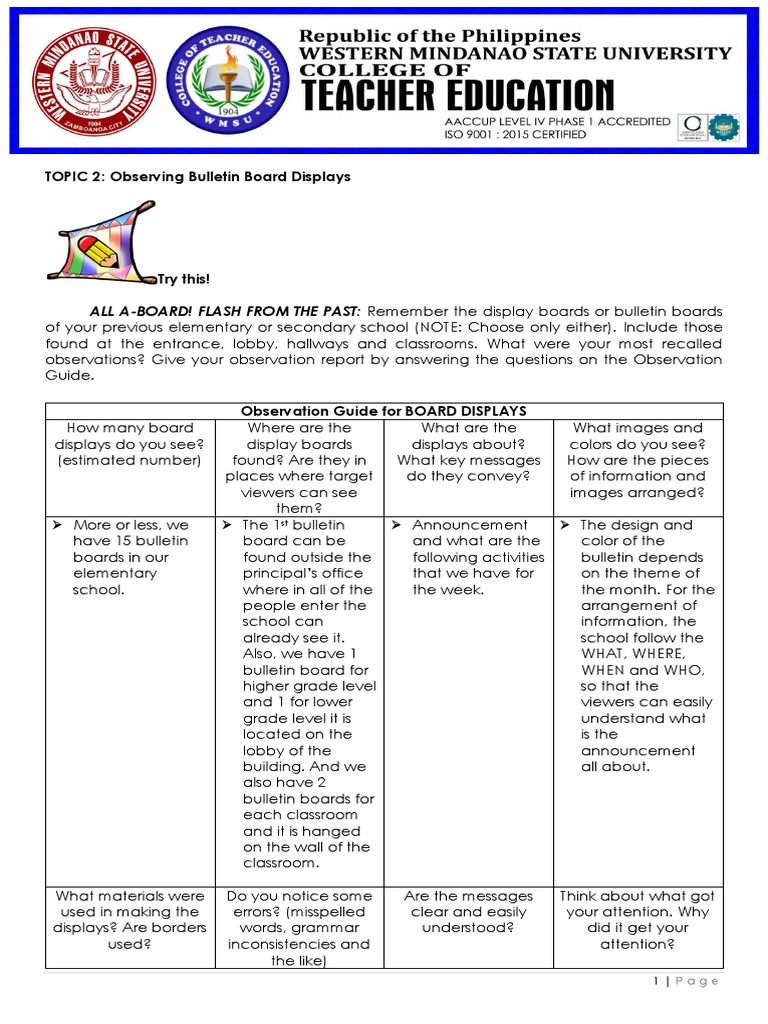 Effective Bulletin Board Displays Guide | PDF | Classroom | Learning