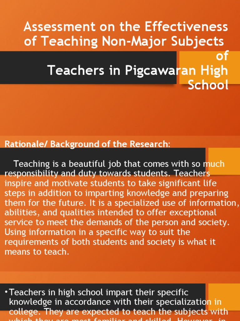 Assessment On The Effectiveness of Teaching Non-Major Subjects | PDF ...