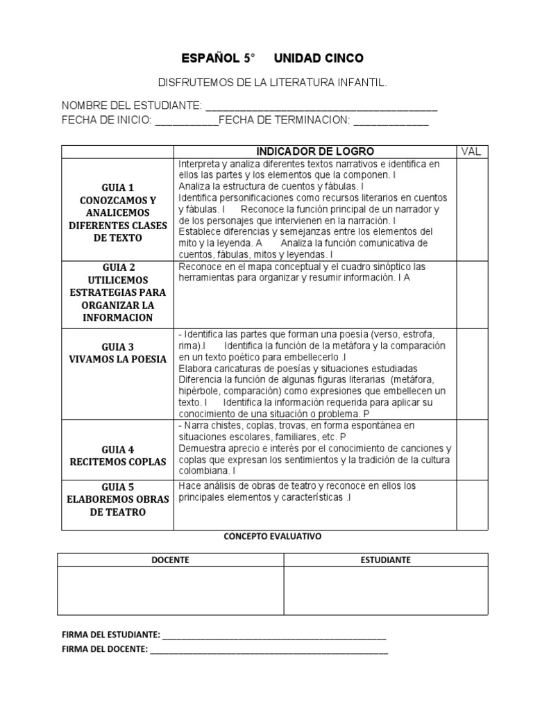 Guia Español 5 Unidad 5 | PDF | Poesía | Metáfora