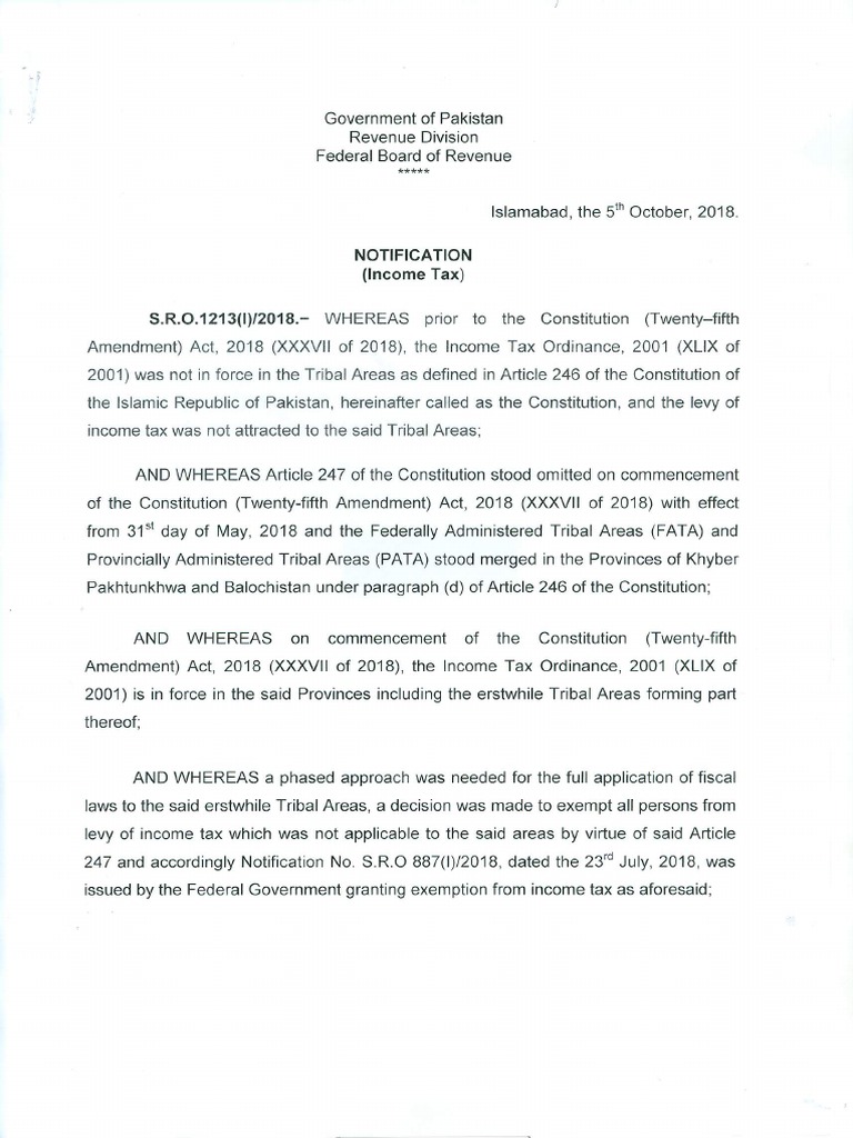 Sro 1213 (I) FBR | PDF