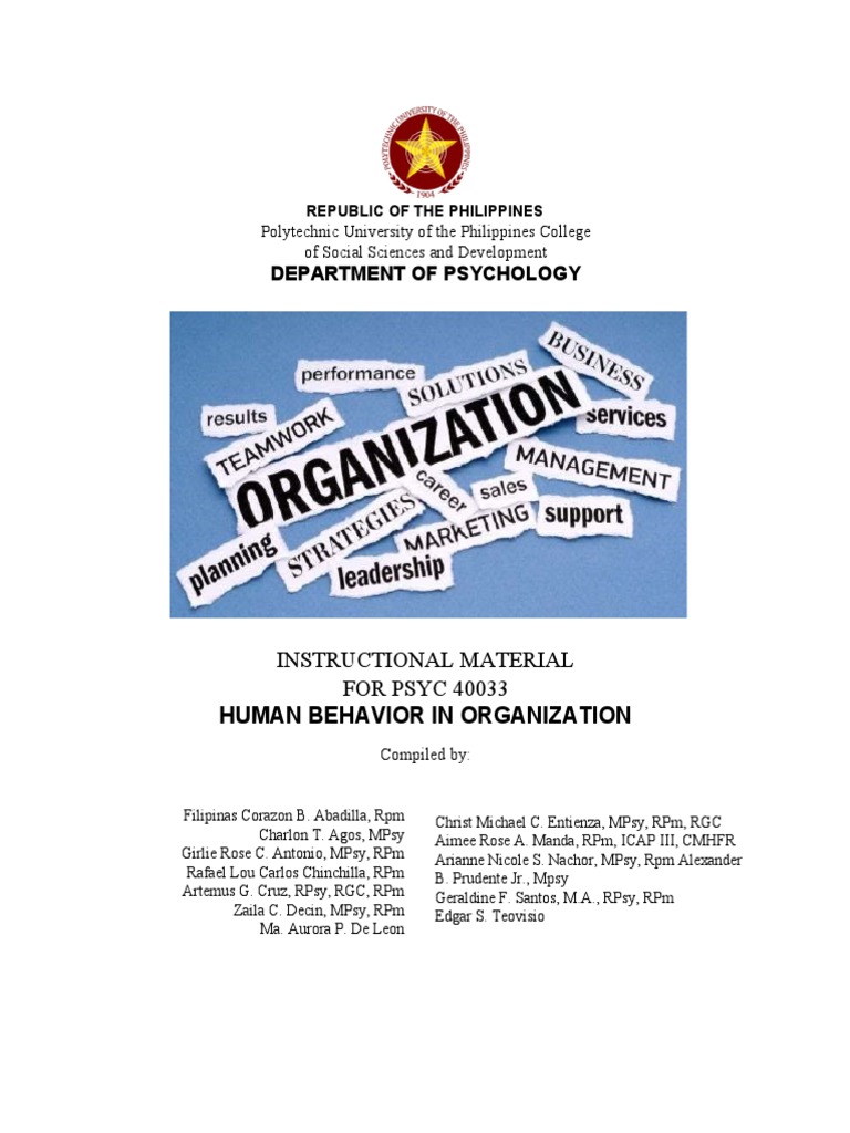 Human Behavior in Organization IM | PDF | Organizational Behavior ...
