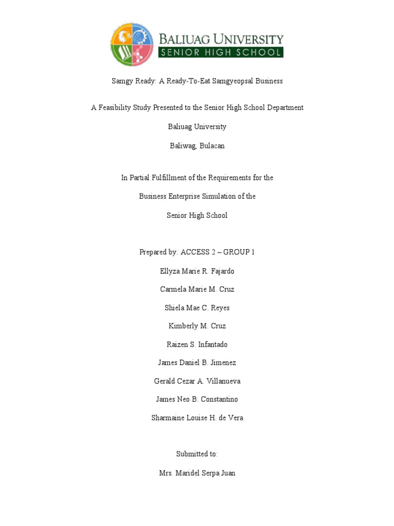 Samgy Ready Feasibility | PDF | Korean Cuisine | Convenience Food