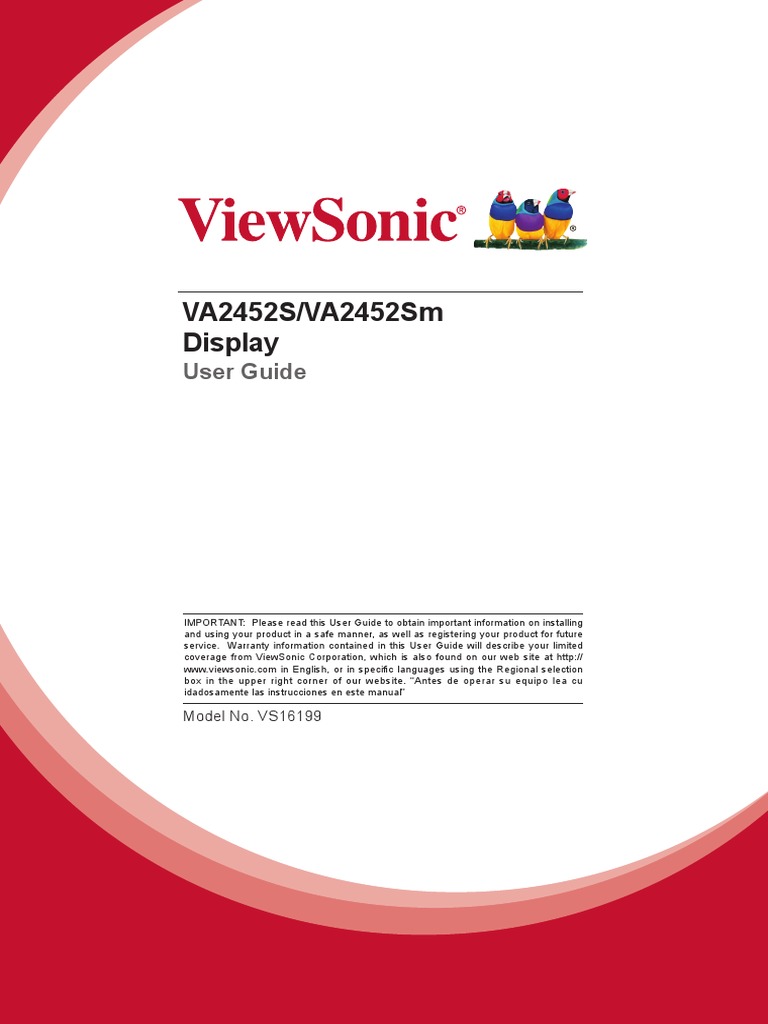 VA2452 Viewsonic Monitor English | PDF | Menu (Computing) | Computer ...