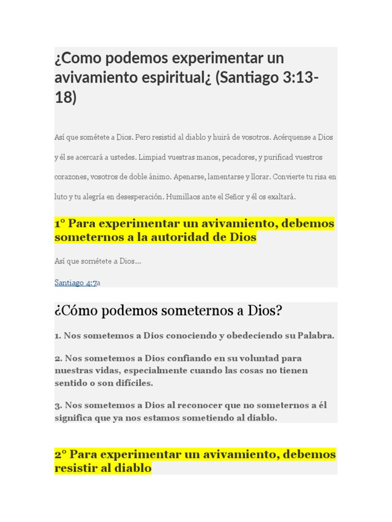 Como Podemos Experimentar Un Avivamiento Espiritual - 093622 | PDF ...