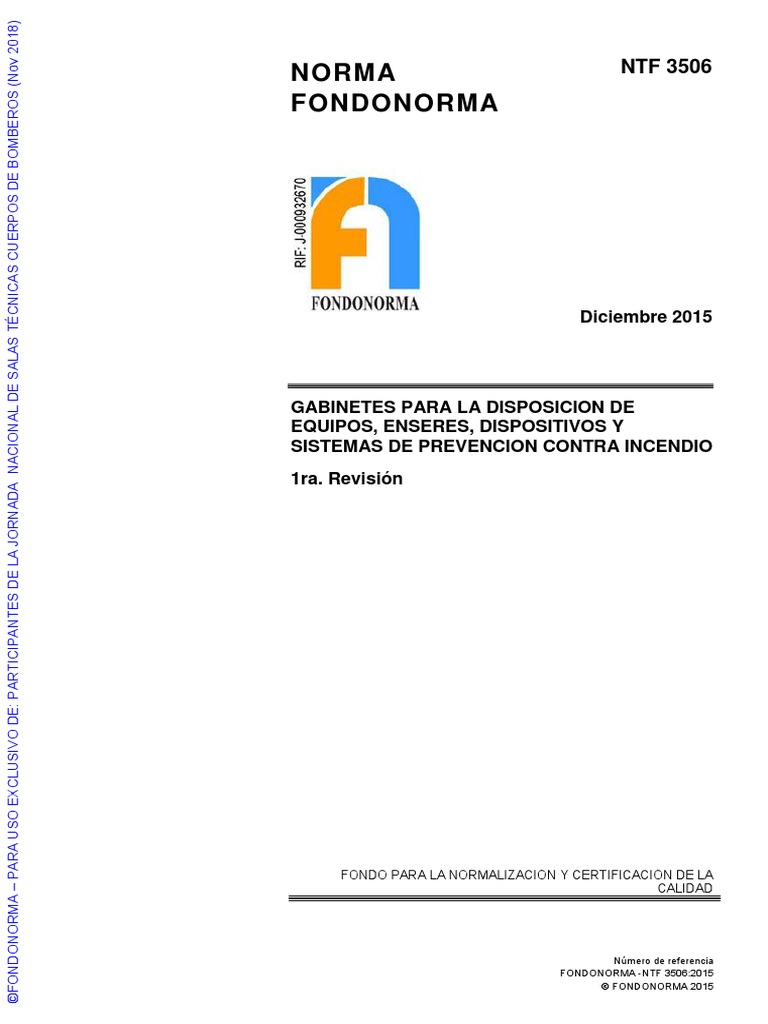 NTF 3506 2015 Sala Tecnica | PDF | Bombero | Agua