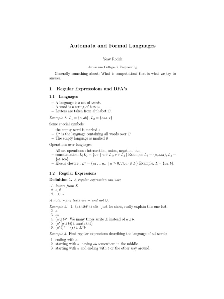 Automata and Formal Languages | PDF | Regular Expression | Teaching ...
