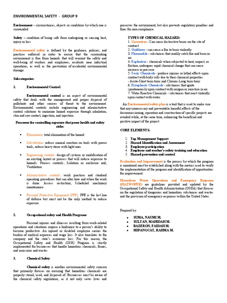 Handouts COSH G9 | Download Free PDF | Occupational Safety And Health ...