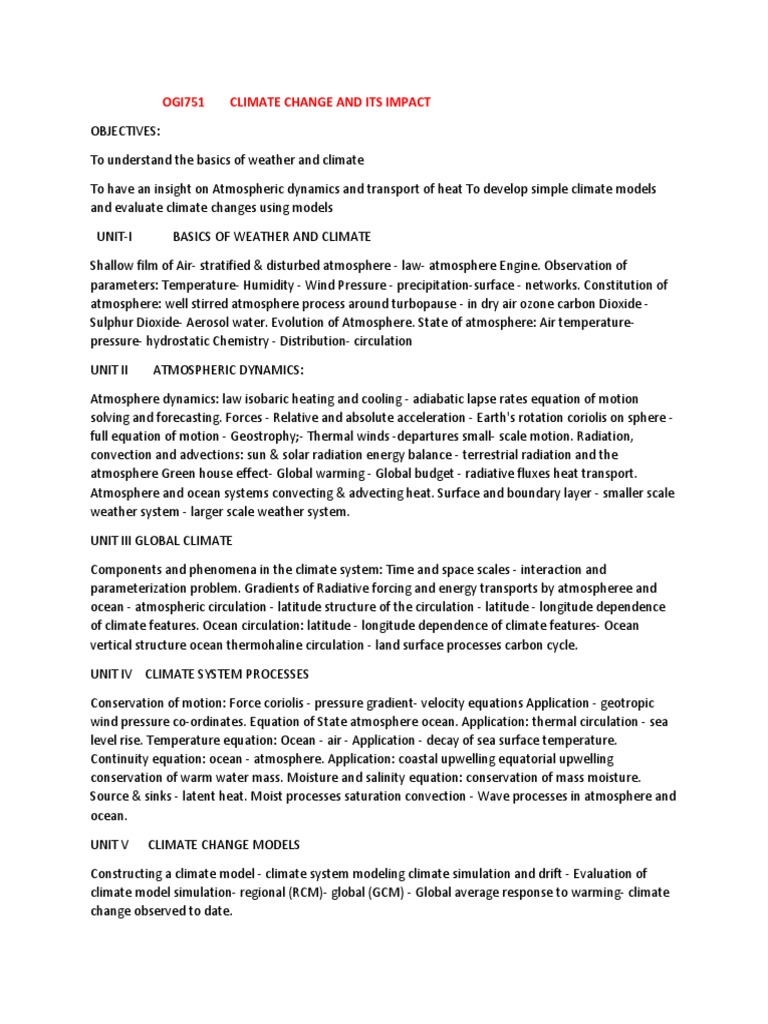 Climate Change and Atmospheric Dynamics | PDF | Atmosphere | General ...