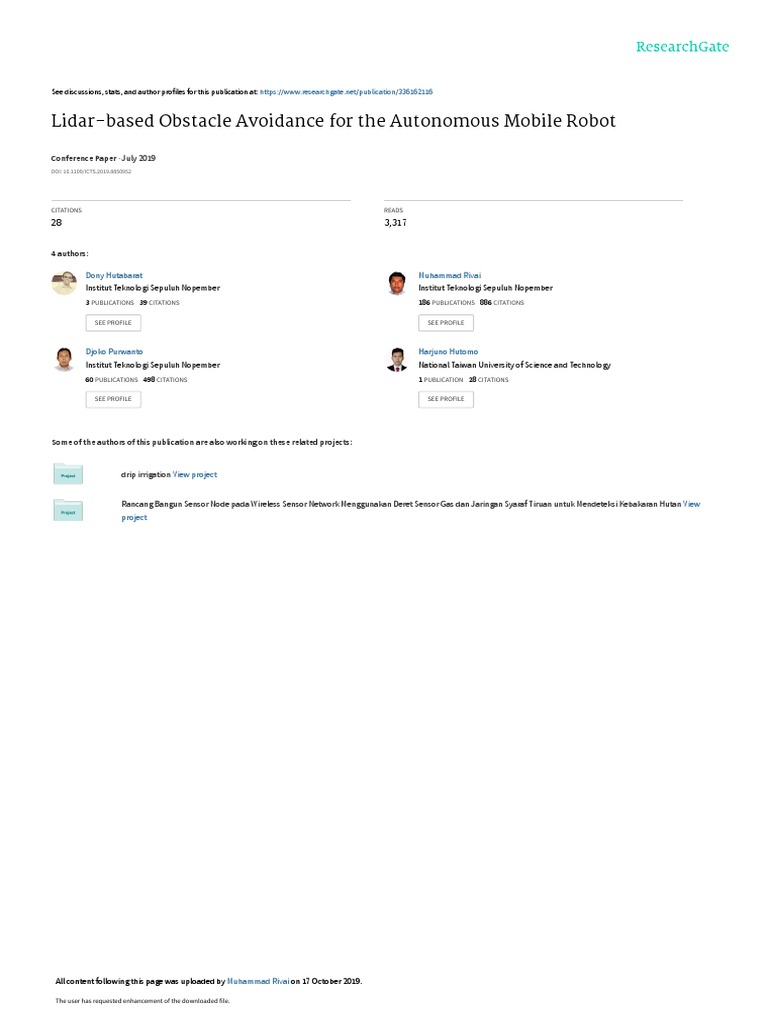 Lidar-Based Obstacle Avoidance For The Autonomus Robot | PDF | Lidar | Computing