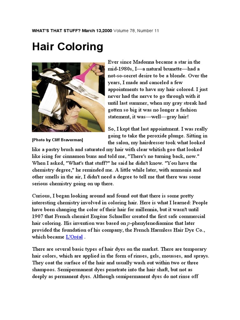 Hair Coloring | PDF | Chemical Compounds | Physical Sciences