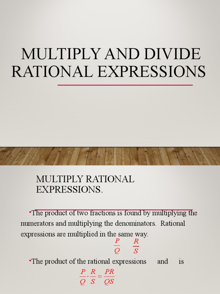 G8 Math Q1 Week 4 Multiplication And Division Of Rational Algebraic Expression Pdf 