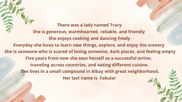 Fabular, Tracy Ann Bio-Poem | PDF