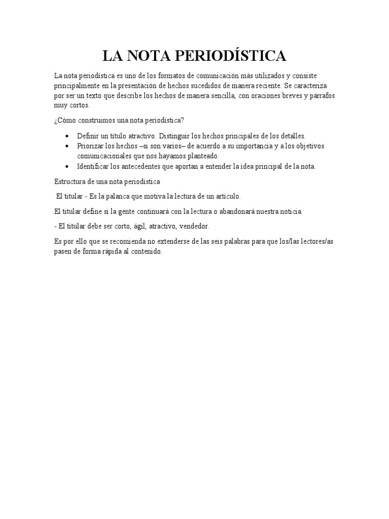 Nota Periodistica | PDF