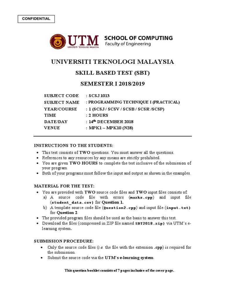 SBT SCSJ1013 20182019 | PDF | Computer Program | Programming