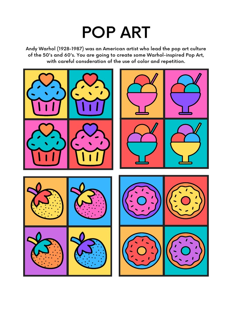 Pop Art Artist Study Andy Warhol Coloring Sheets | PDF