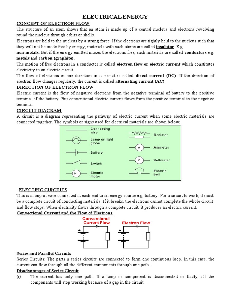Note On Electrical Energy 2021 | PDF | Electric Current | Series And ...