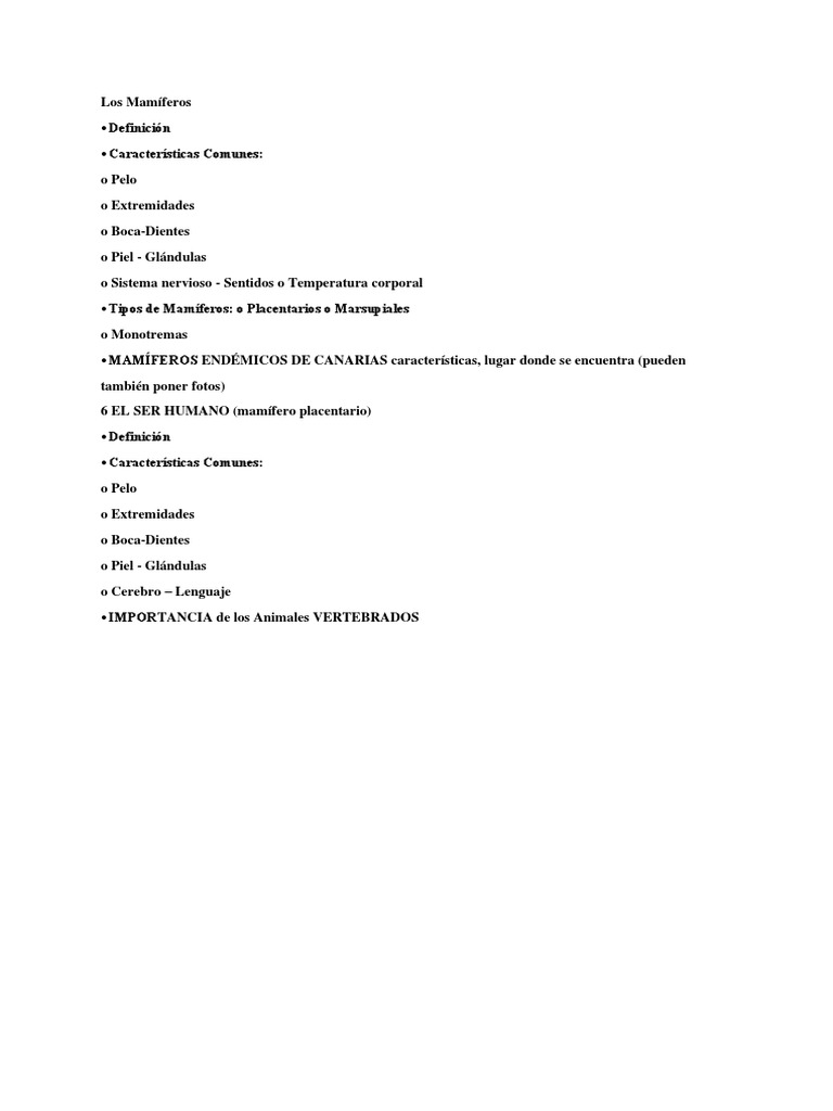 Los Mamíferos-El Ser Humano | PDF | Mamíferos | Marsupiales