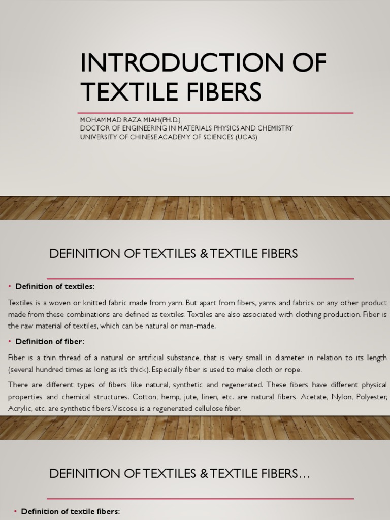 YE 101 Lecture-1, Introduction of Textile Fibers | PDF | Textiles | Fibers