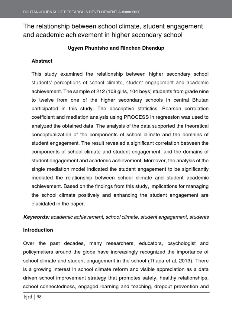 The Relationship Between School Climate, Student Engagement | PDF ...