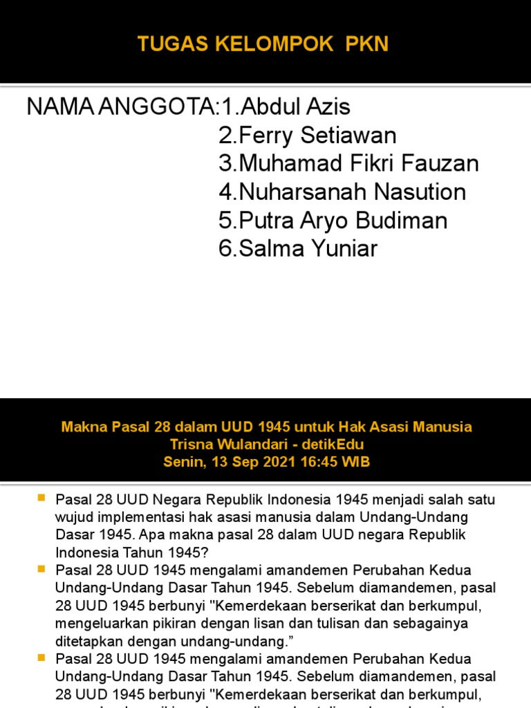 Makna Pasal 28 Dalam Uud 1945 Untuk Hak Pdf