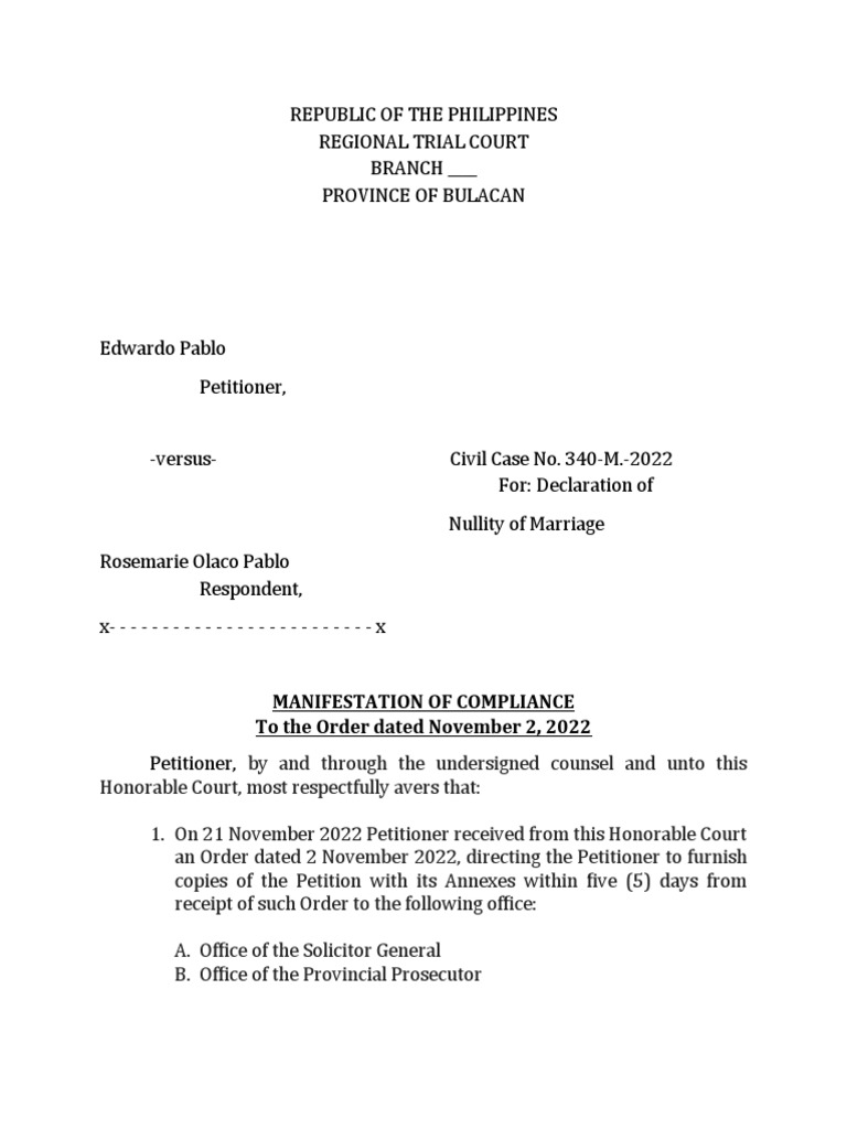 Manifestation of Compliance | PDF | Public Law | Judiciaries