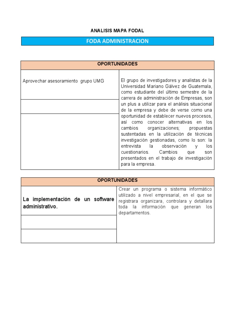 Analisis Mapa Fodal Oportunidades | PDF | Análisis FODA | Software