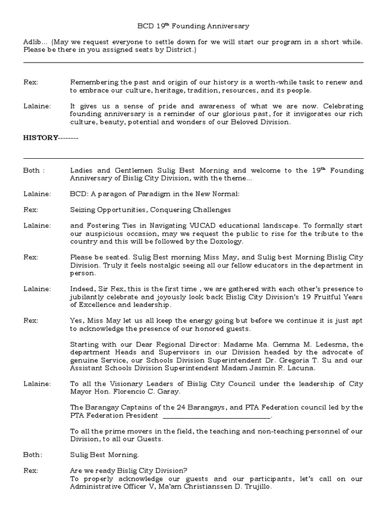 BCD 19th Founding Anniversary | PDF