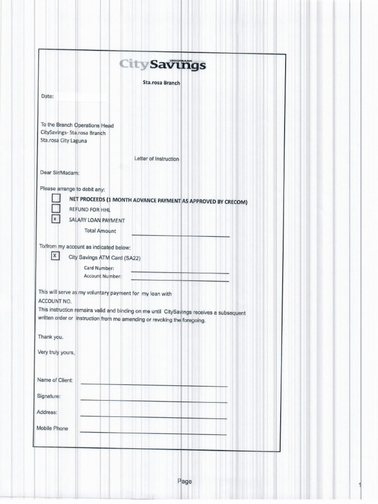 Letter of Instruction | PDF