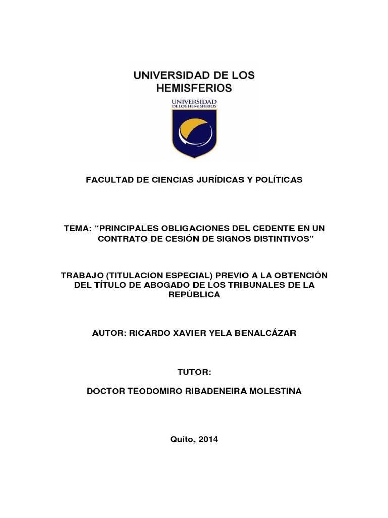 Tesis Ricardo Yela (Principales Obligaciones Del Cedente en Un Contrato ...