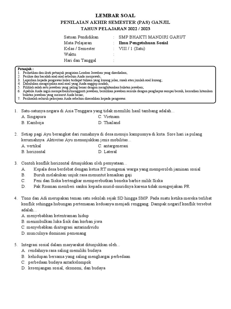 Soal PAS IPS Kelas 8 Fixx | PDF