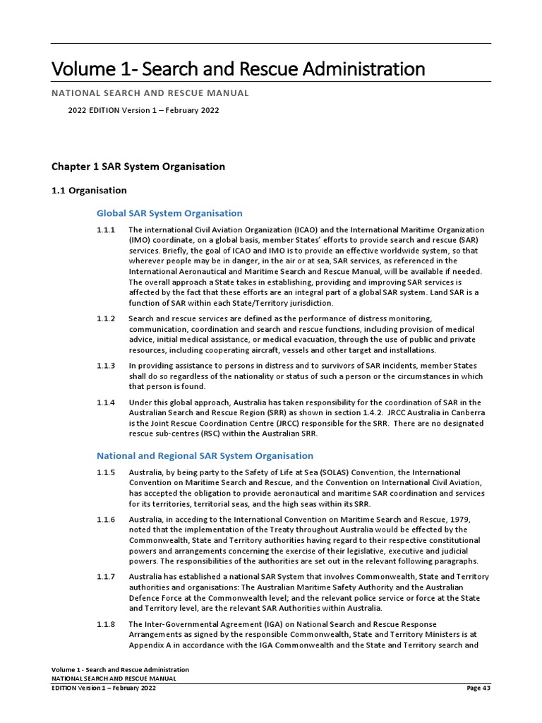 2 Volume 1 Search and Rescue Administration Natsar Manual February 2022 ...