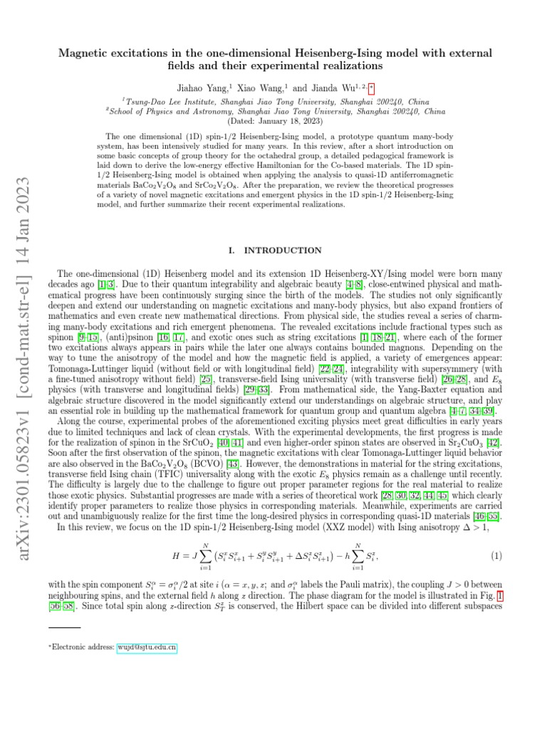Magnetic Excitations in The One-Dimensional Heisenberg-Ising Model With ...