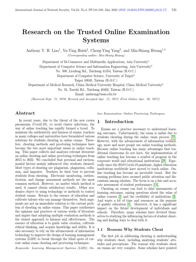 Research On The Trusted Online Examination Systems | PDF ...