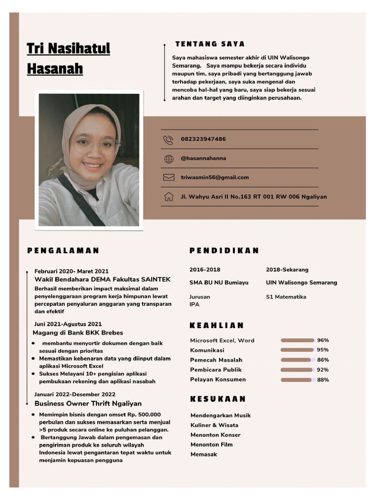 CV - Tri Nasihatul Hasanah | PDF