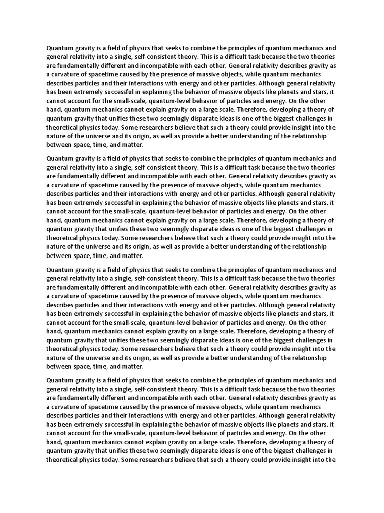Quantum Gravity Pdf Gravity General Relativity
