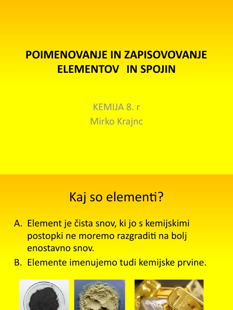 Kemija8-Elementi, Spojine | PDF