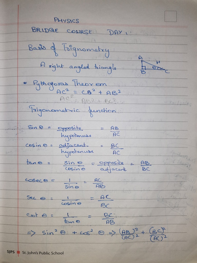 Bridge Course Physics (Trigonometry and Differential Calculus) | PDF ...