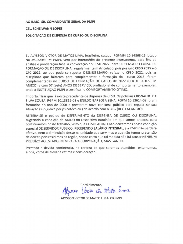 Requerimento de Dispensa de Curso 1 | PDF | Educação à distância | Governo