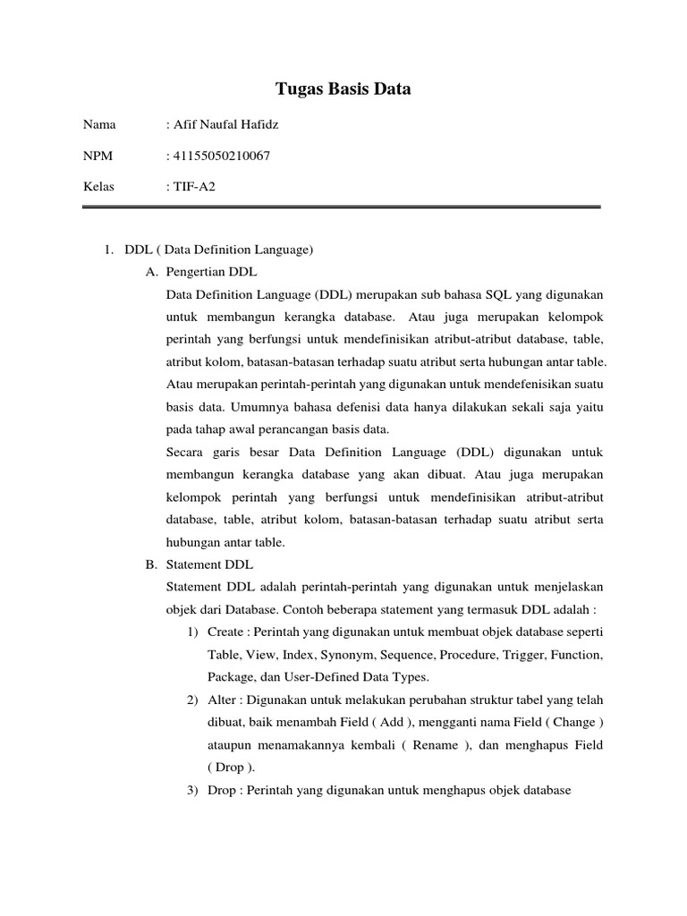 Tugas Basis Data | PDF | Teknologi & Rekayasa
