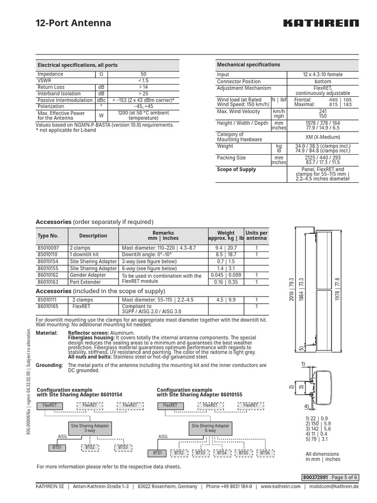 Kathrein - E800372991 5 | PDF | Antenna (Radio) | Electrical Engineering