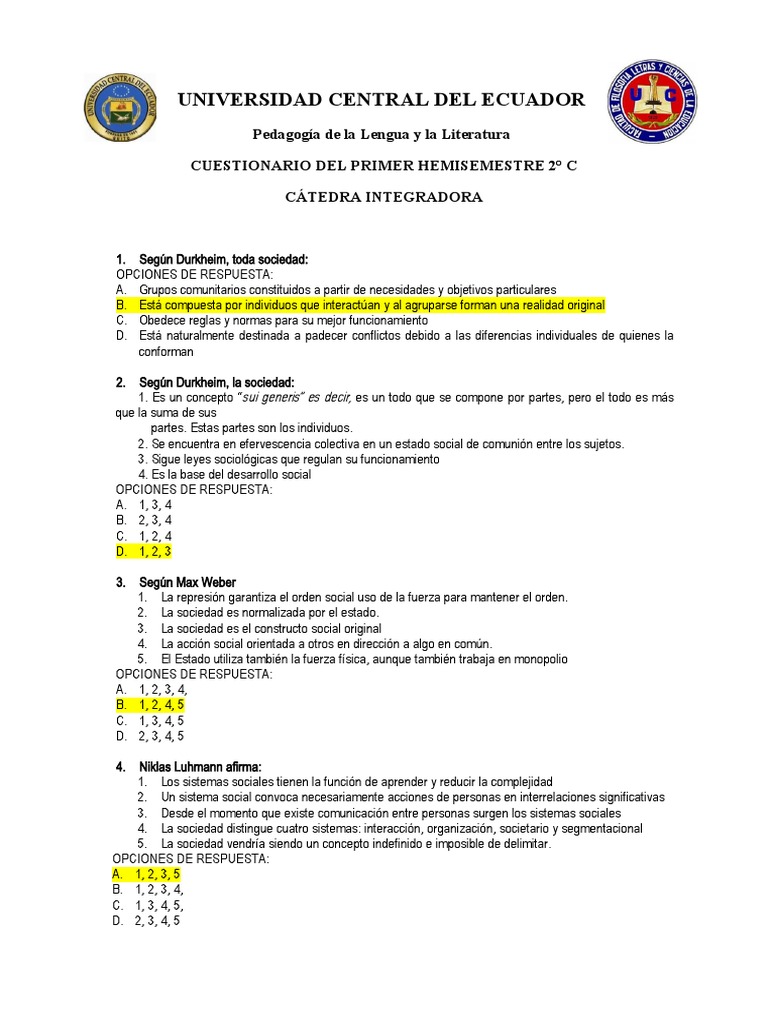 2C Banco de Pregunta | PDF | Sociedad | Sociología