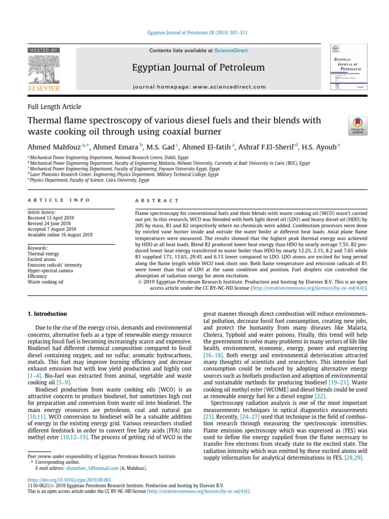 Egyptian Journal of Petroleum | PDF | Biodiesel | Biofuel