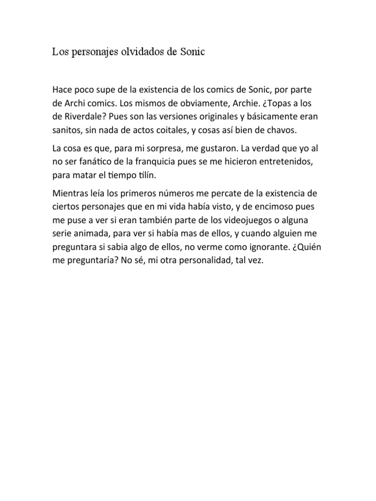 Olvidados de Sonic | PDF
